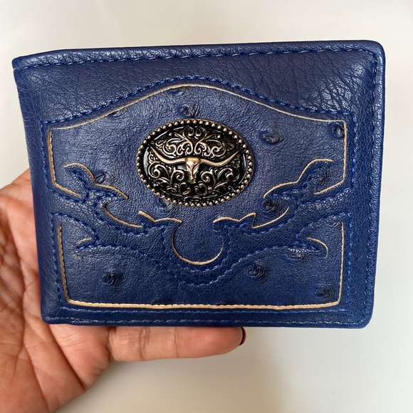 Accessories | Mens Western Cowboy Vaquero Bifold Wallet Blue | Poshmark